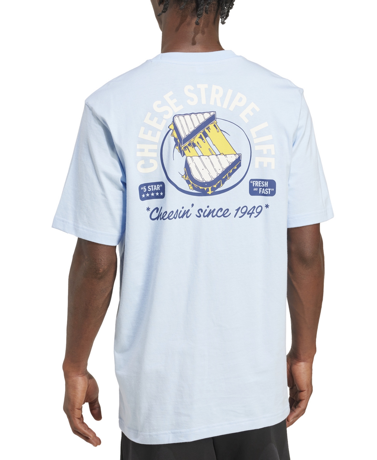 Click here for adidas Mens Cheese Life Stripe T-Shirt - Glow Blue prices