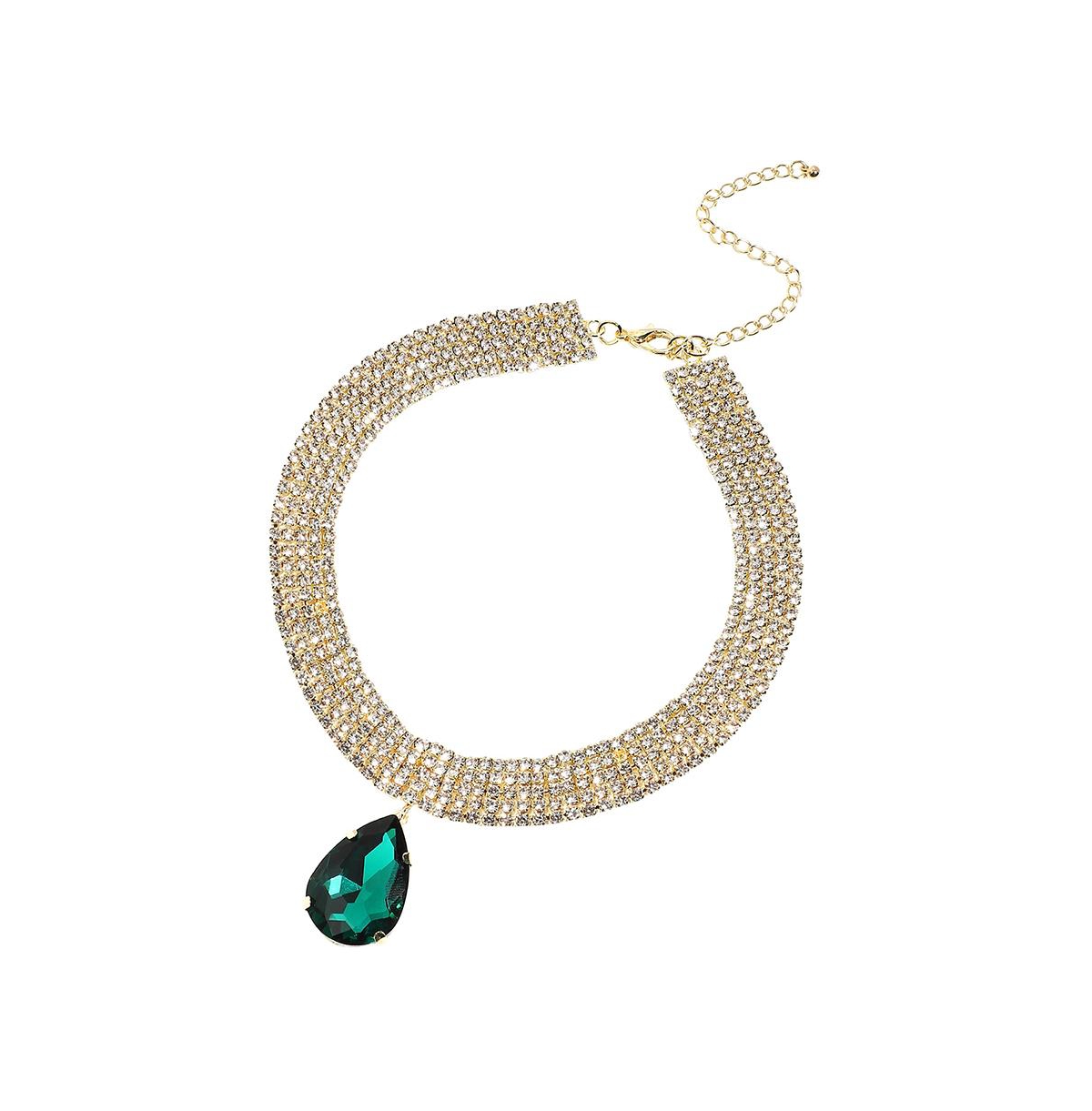 Click here for Sohi Teardrop Stone Statement Necklace - Green prices