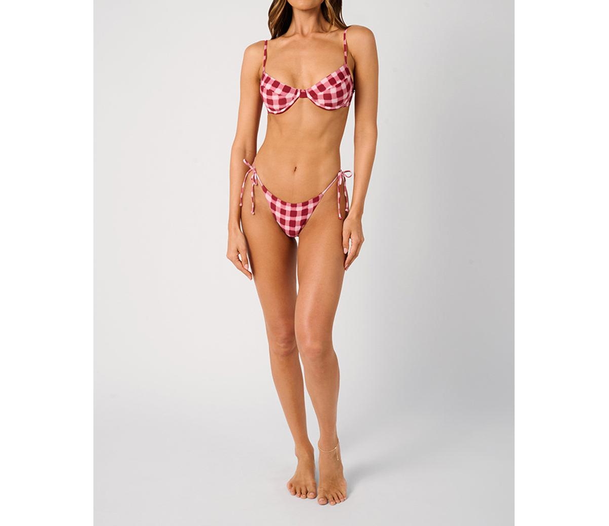 Click here for WeWoreWhat Tie Bottom - Oxblood/sft pnk prices