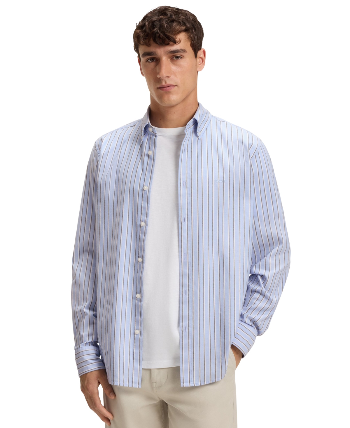 Click here for Boss by Hugo Boss Mens Stretch-Cotton Dobby Regula... prices