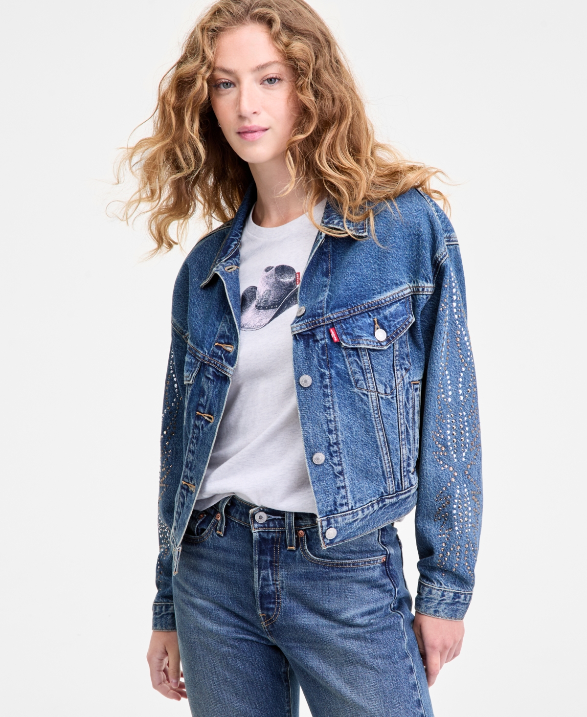 Click here for Levis Womens 90s Embellished Cotton Denim Trucker... prices