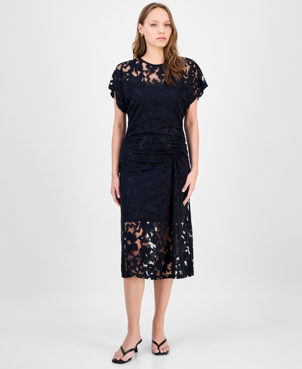Click here for Boss Orange Womens Floral Lace Midi Dress - Black prices