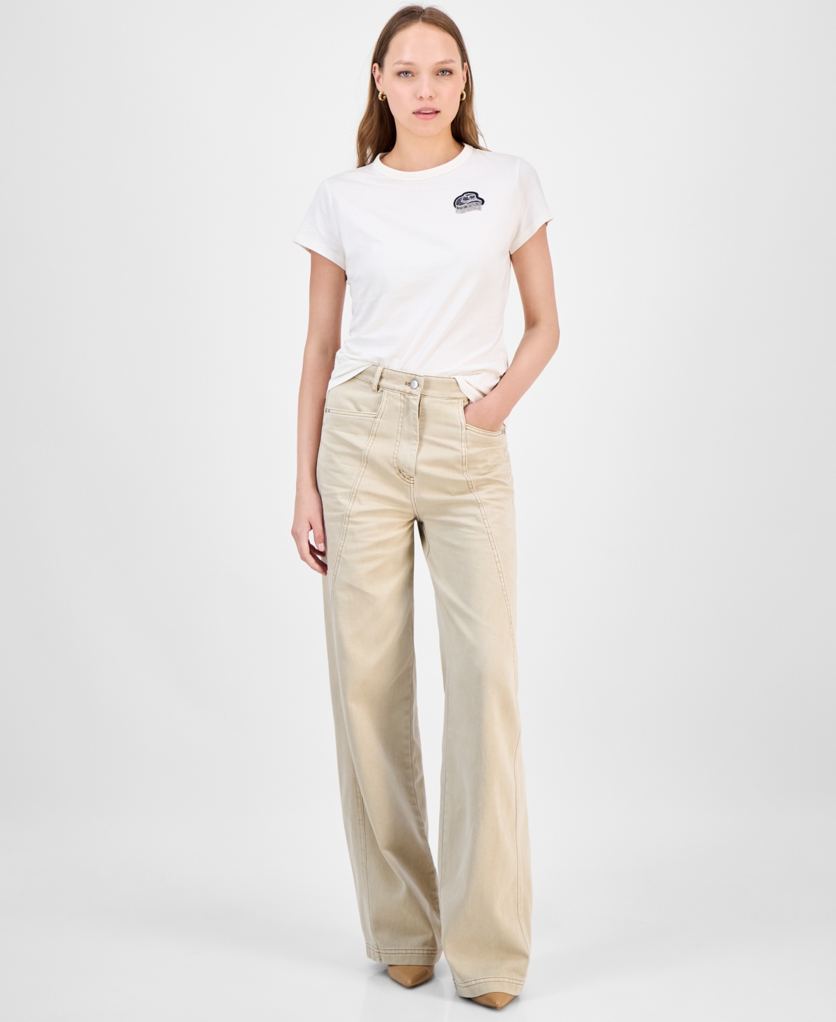 Click here for Boss Orange Womens Wide-Leg Jeans - Rustcopper prices