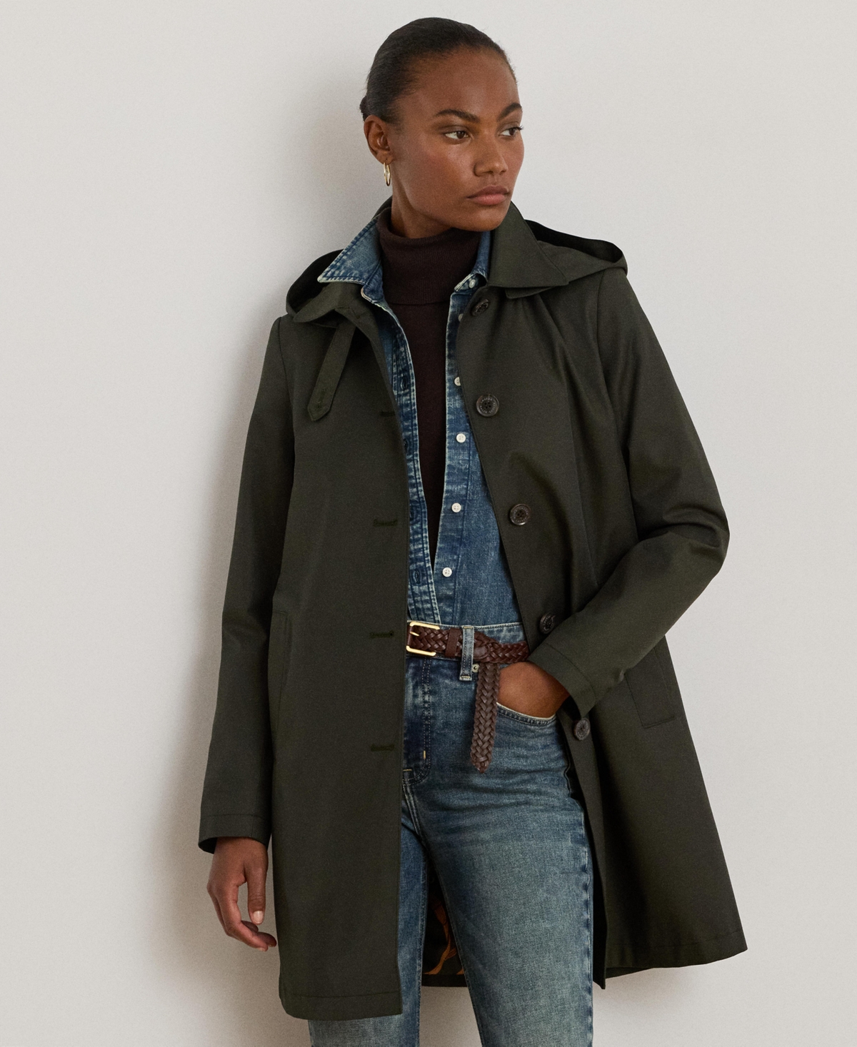 Click here for Lauren Ralph Lauren Womens Hooded A-Line Raincoat... prices