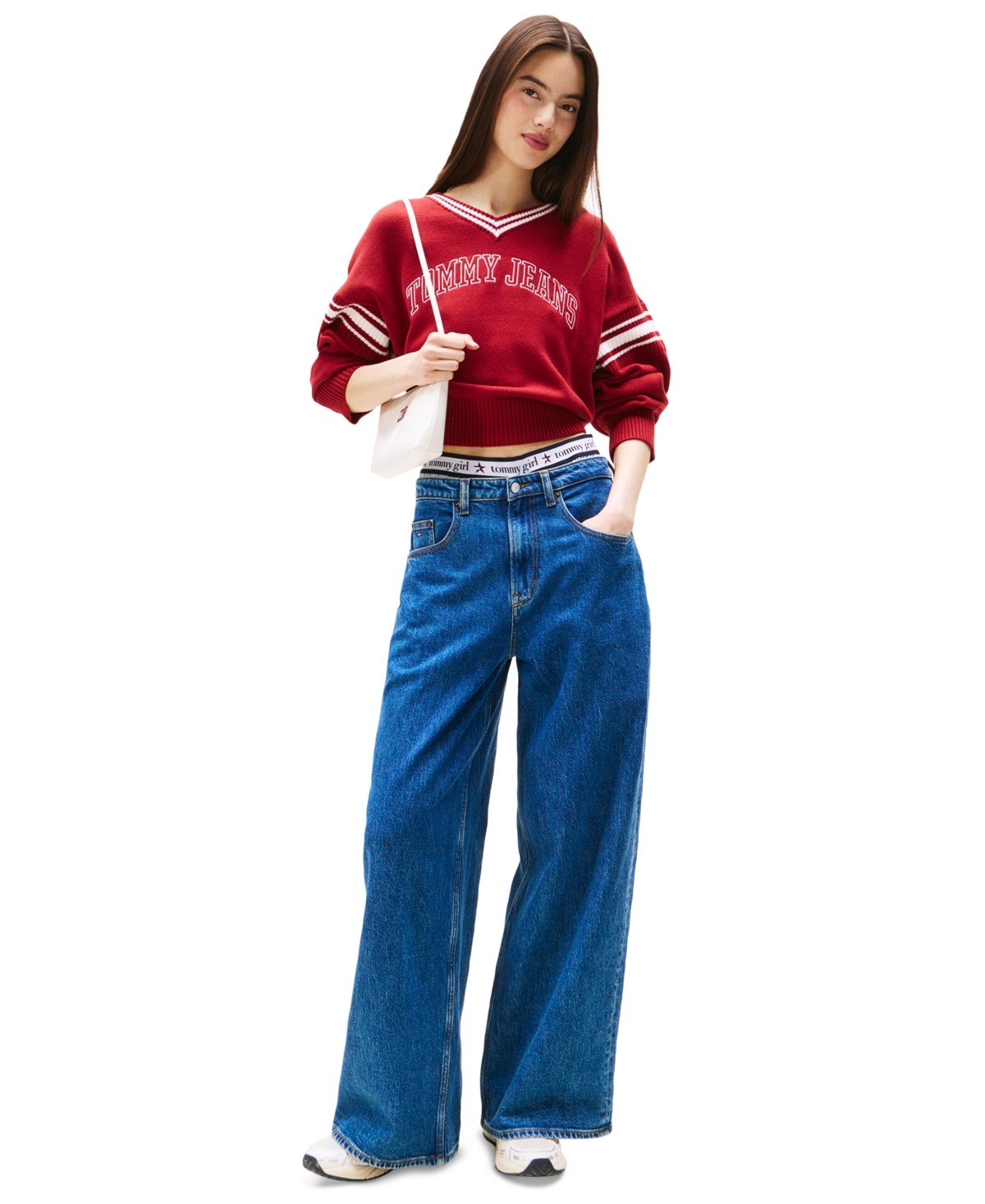 Click here for Tommy Jeans Womens Varsity V-Neck Cotton Sweater -... prices