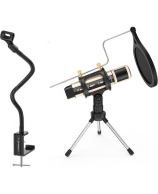 ZealSound k08g USB Recording Microphone Gold and H1 Gooseneck Mic Arm ...