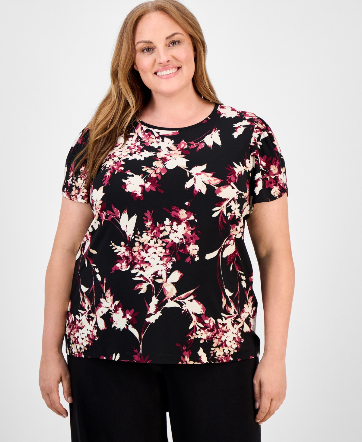 Click here for Ak Anne Klein Plus Size Floral-Print Top - Anne Bl... prices