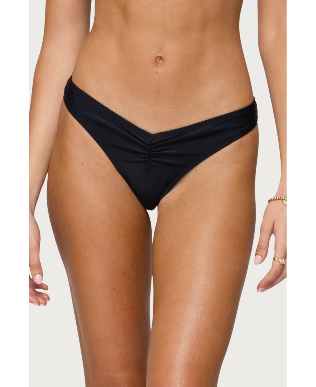 Click here for Edikted Womens Starfish Ruched Bikini Bottom - Bla... prices
