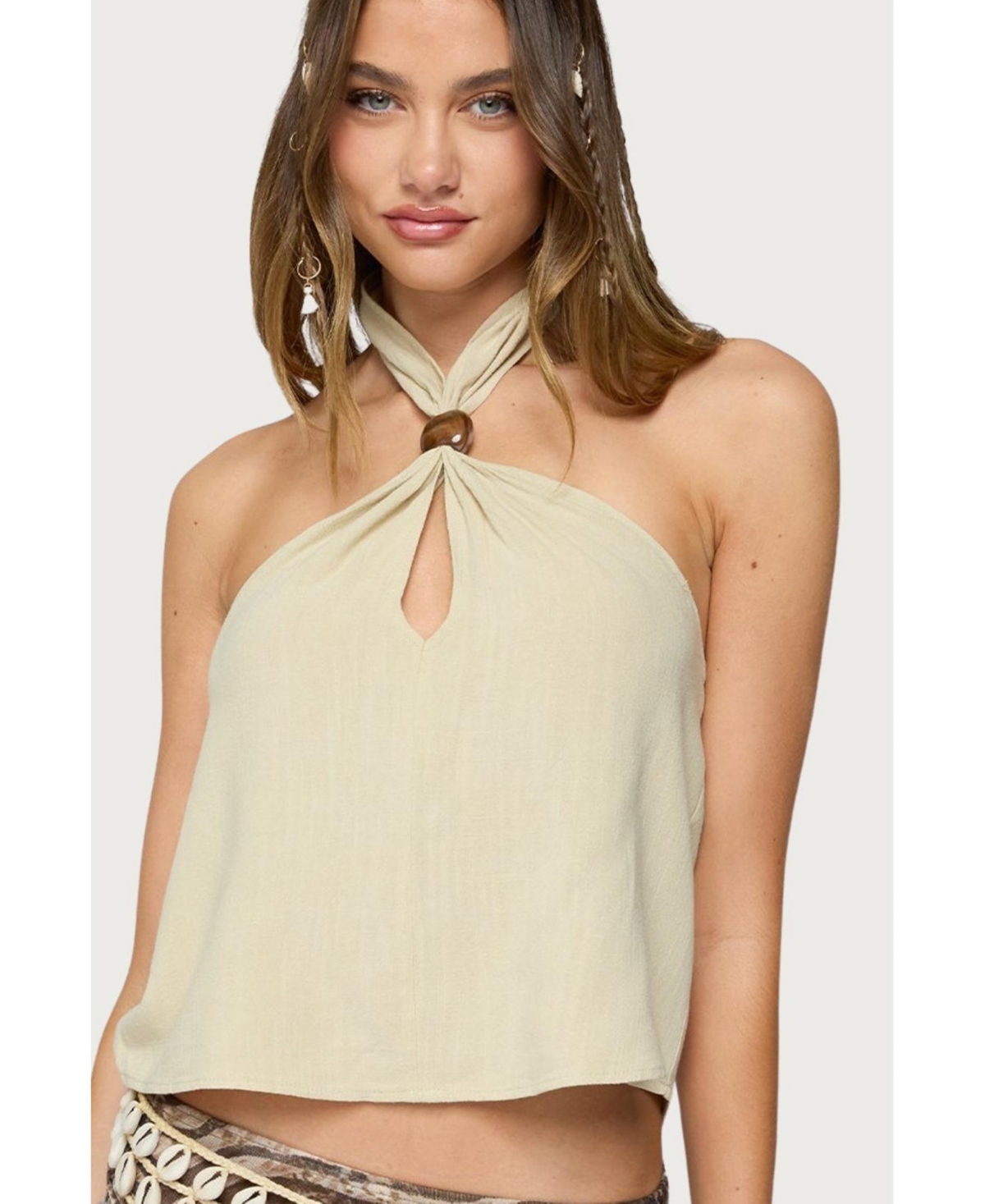 Click here for Edikted Womens Ariya Keyhole Halter Top - Cream prices