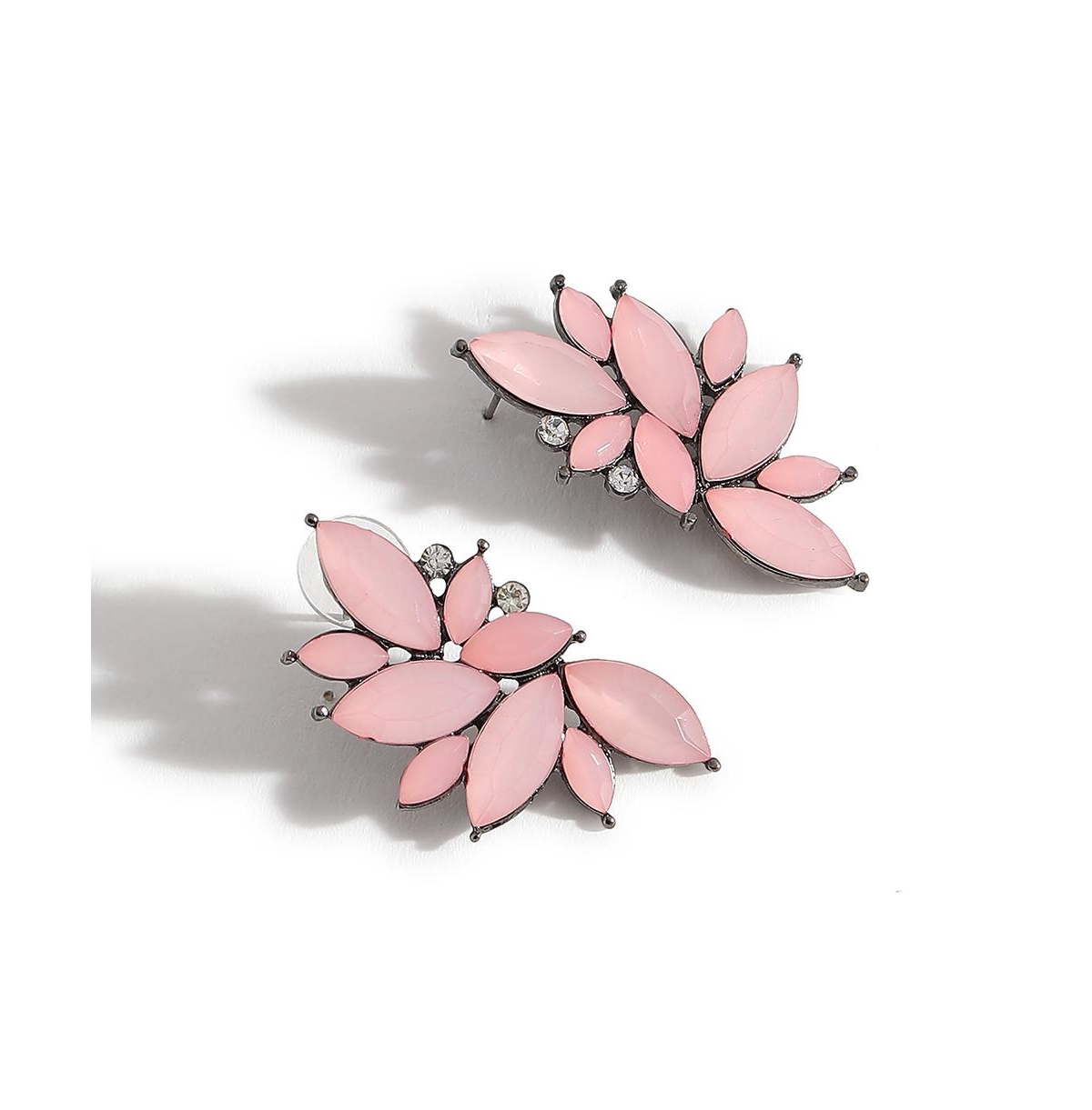 Click here for Sohi Womens Pink Embellished Cluster Stud Earrings... prices