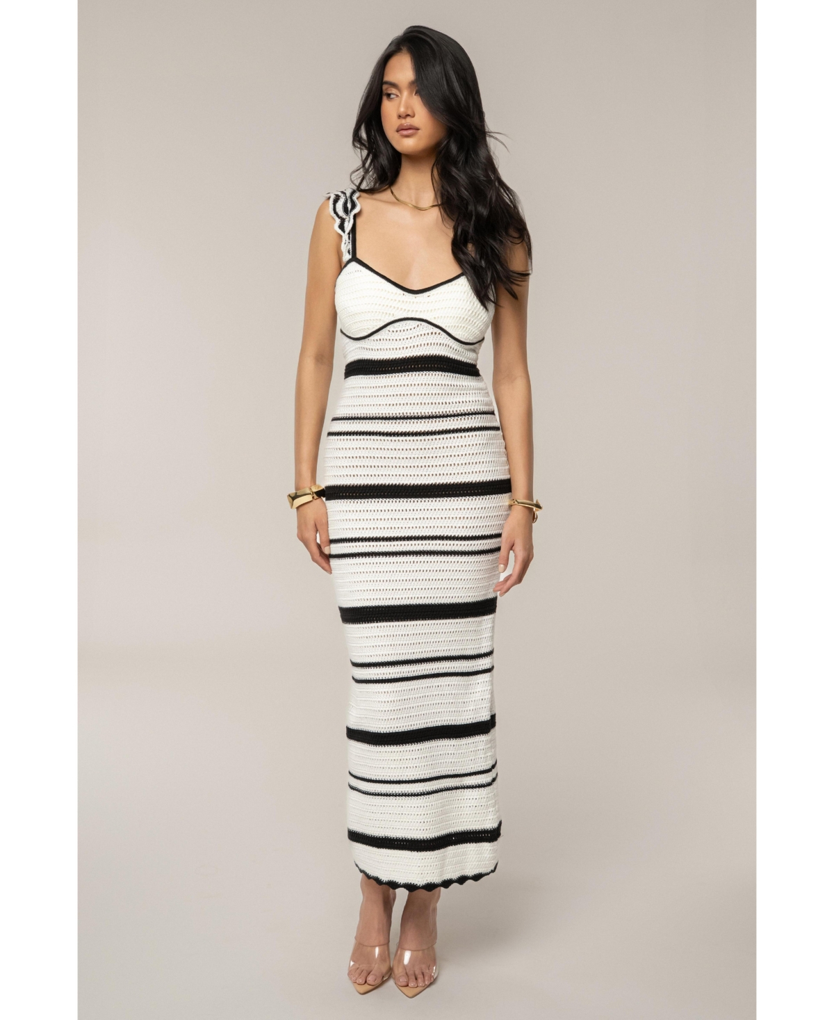Click here for Jluxlabel Womens Norina Striped Midi Dress - Ivory... prices