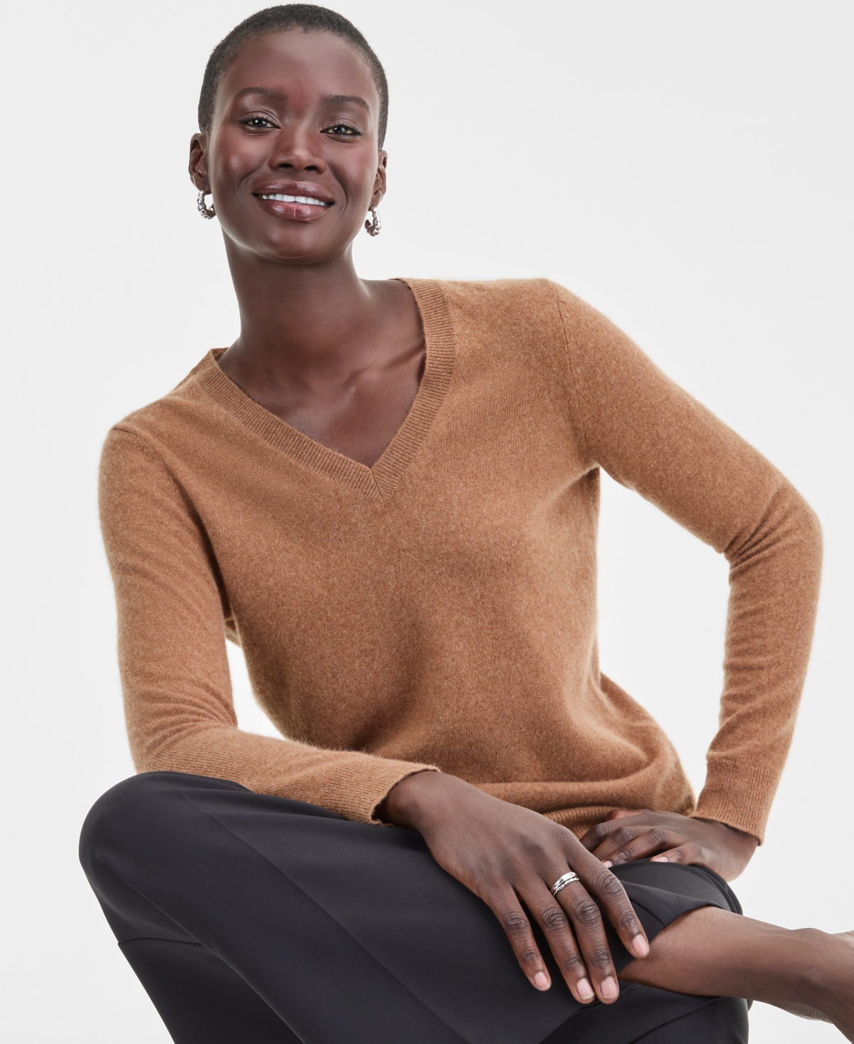 Click here for Charter Club 100 Cashmere Womens V-Neck Long-Sleev... prices