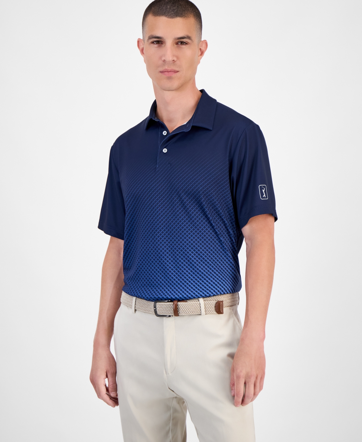 Click here for Pga Tour Mens Ombre Plaid-Print Short-Sleeve Golf... prices