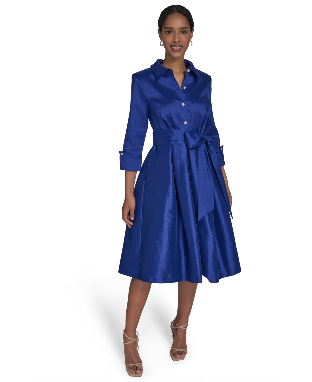 Click here for Jessica Howard Petite Belted Taffeta Shirtdress -... prices
