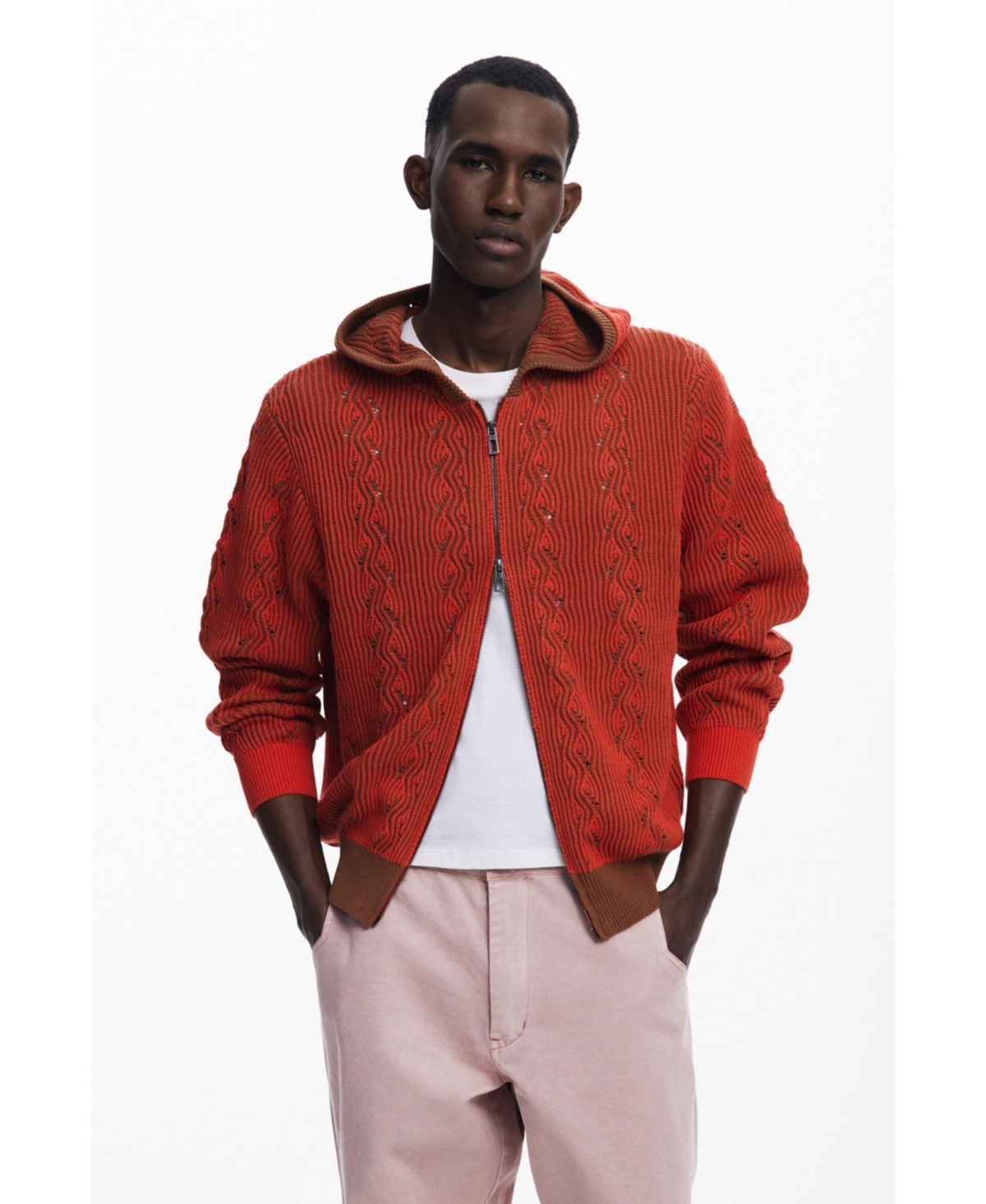 Click here for Desigual Mens Zip-knit sweater - Red prices