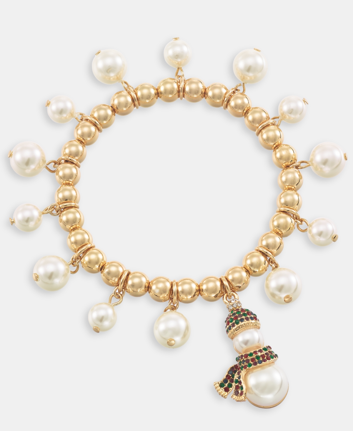 Click here for Holiday Lane Gold-Tone Snowman Imitation Pearl Bea... prices