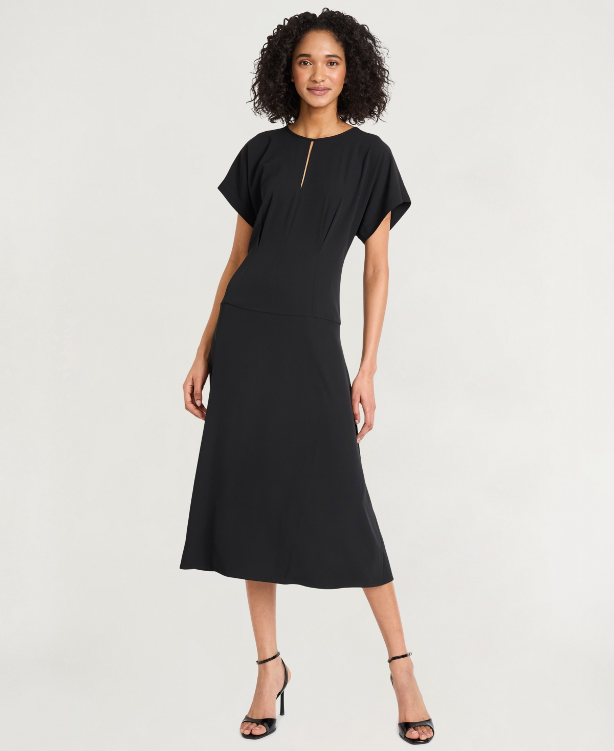 Click here for Luxely Womens Crepe Short-Sleeve Midi Fit & Flare... prices