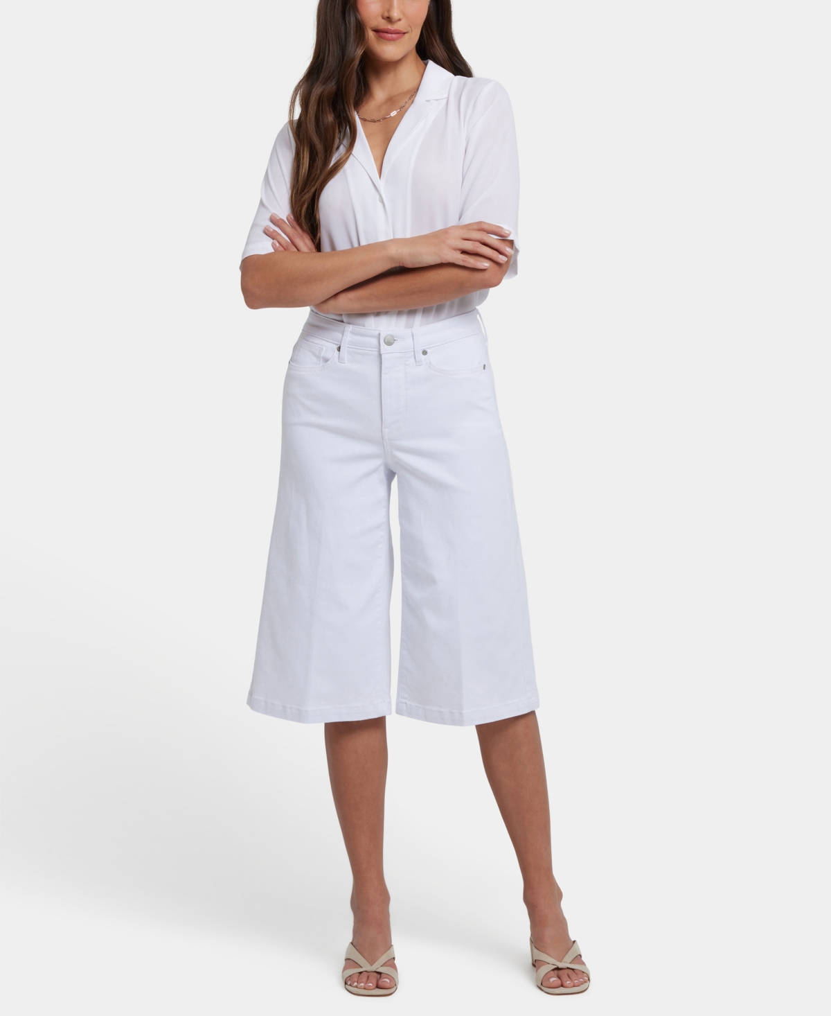 Click here for Nydj Womens Amelia Denim Culottes Jeans - Optic Wh... prices