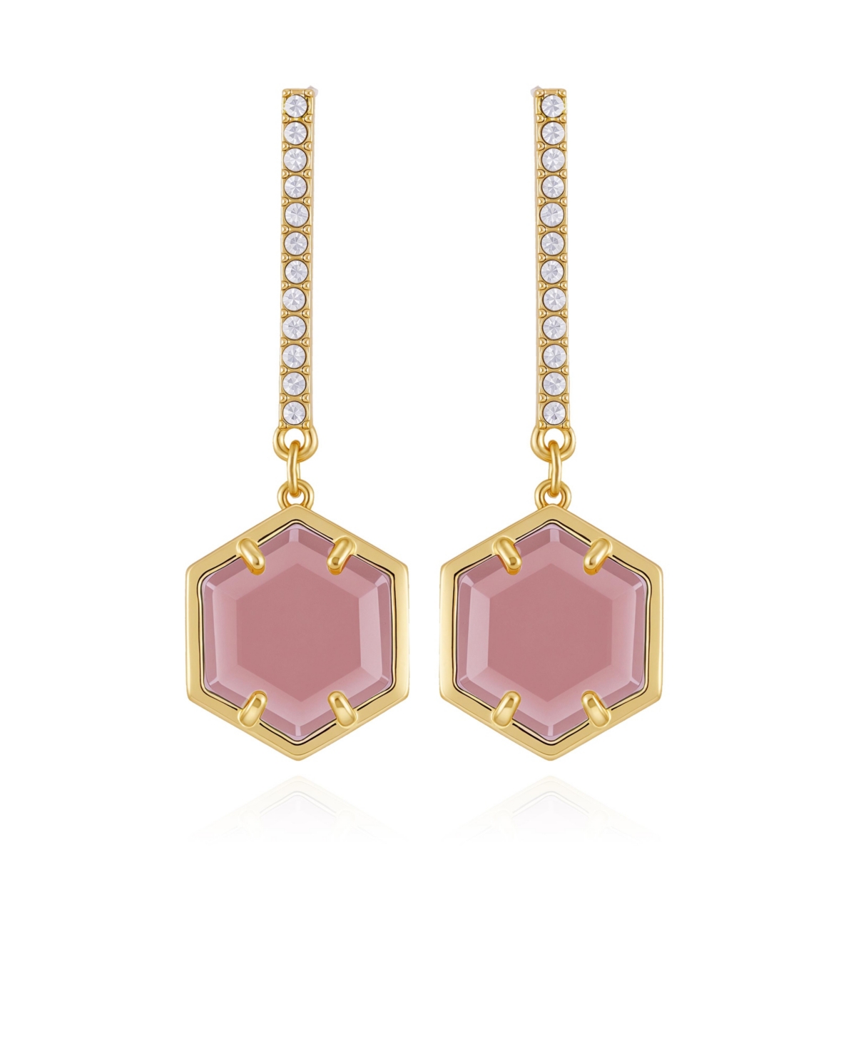 Click here for Vince Camuto Gold Tone Hexagon Pave Bar Drop Earri... prices