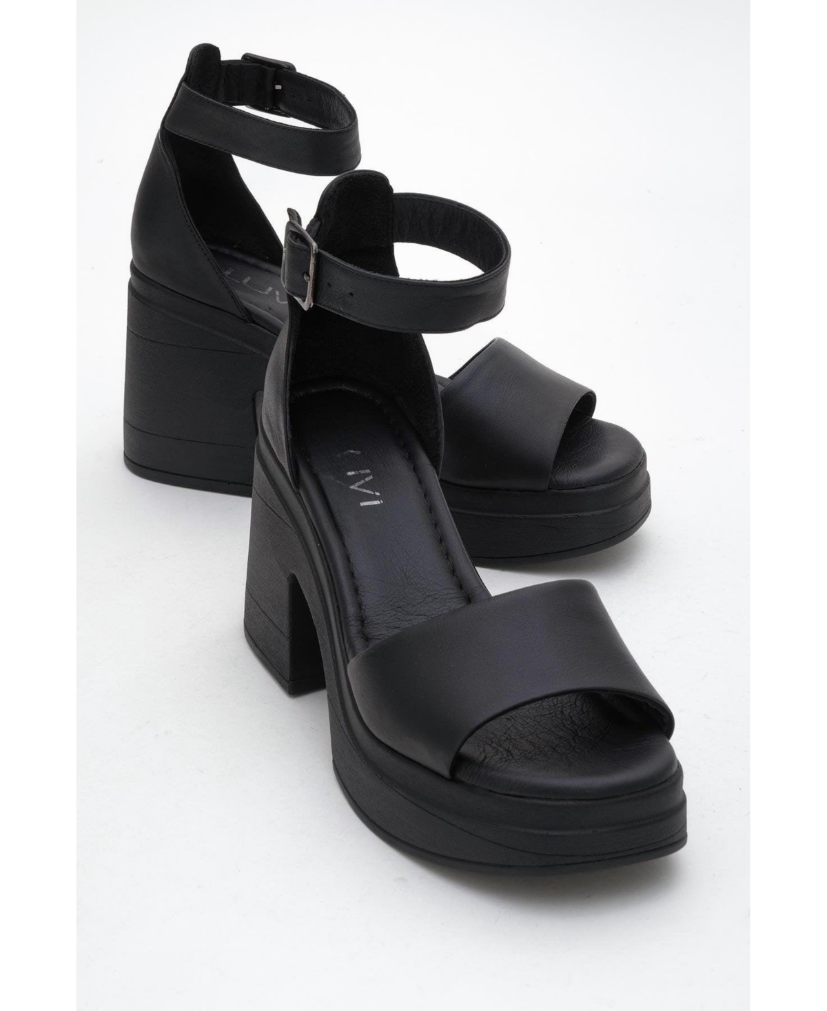 Click here for Margot Leather Platform Sandal (Women) - Black lea... prices