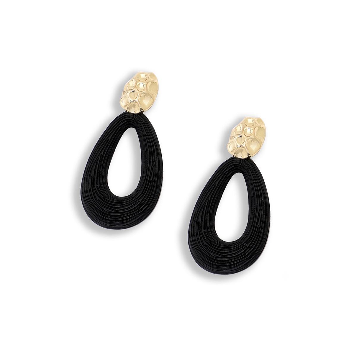 Click here for Sohi Womens Black Teardrop Dented Drop Earrings -... prices