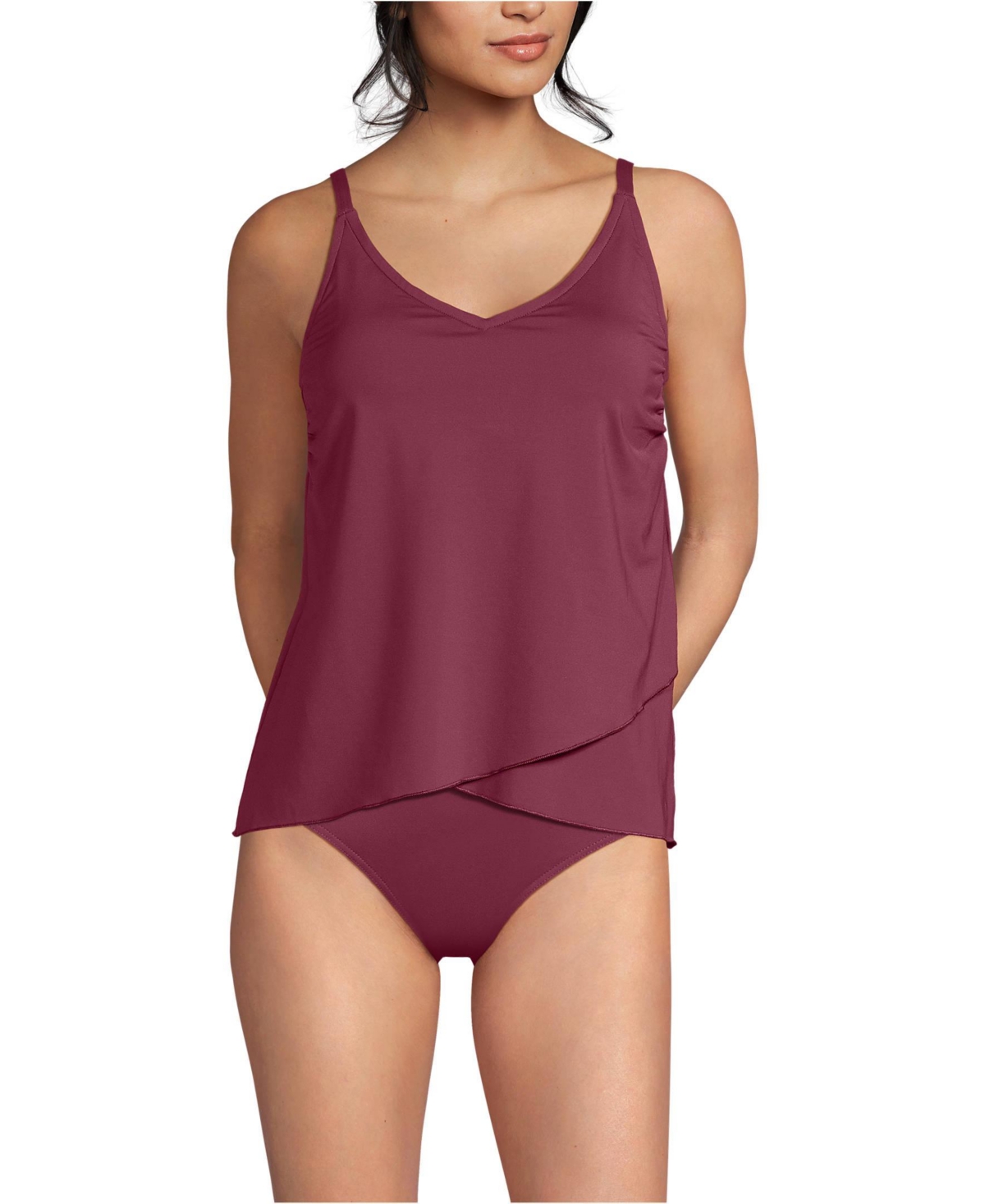 Click here for Lands End Womens Tulip Hem Tankini Top - Burgundy... prices
