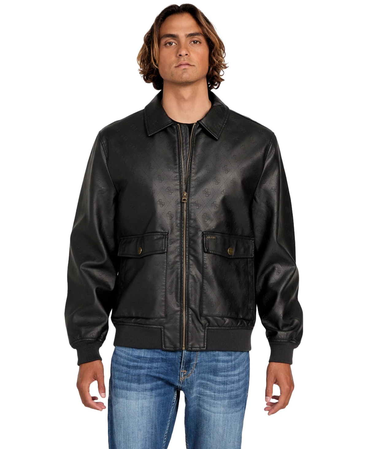 Click here for Guess Mens Monogram Aviator Jacket - Black prices