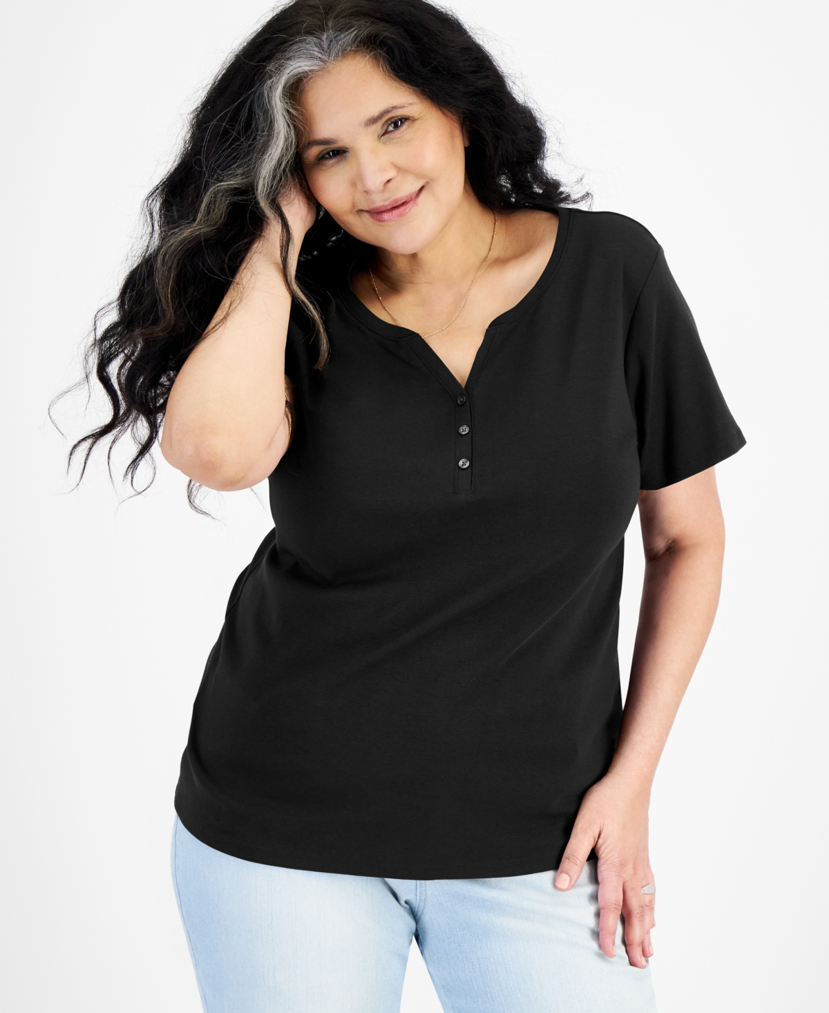 Click here for Style & Co Plus Size Short-Sleeve Henley Top  Excl... prices