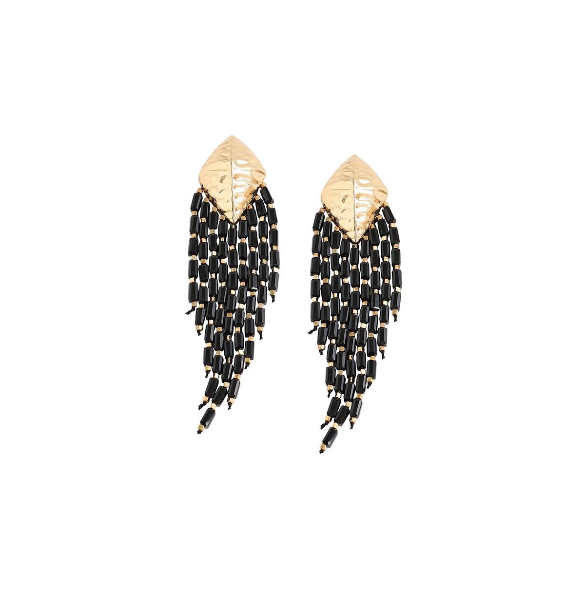 Click here for Sohi Womens Black Beaded Strand Drop Earrings - Bl... prices
