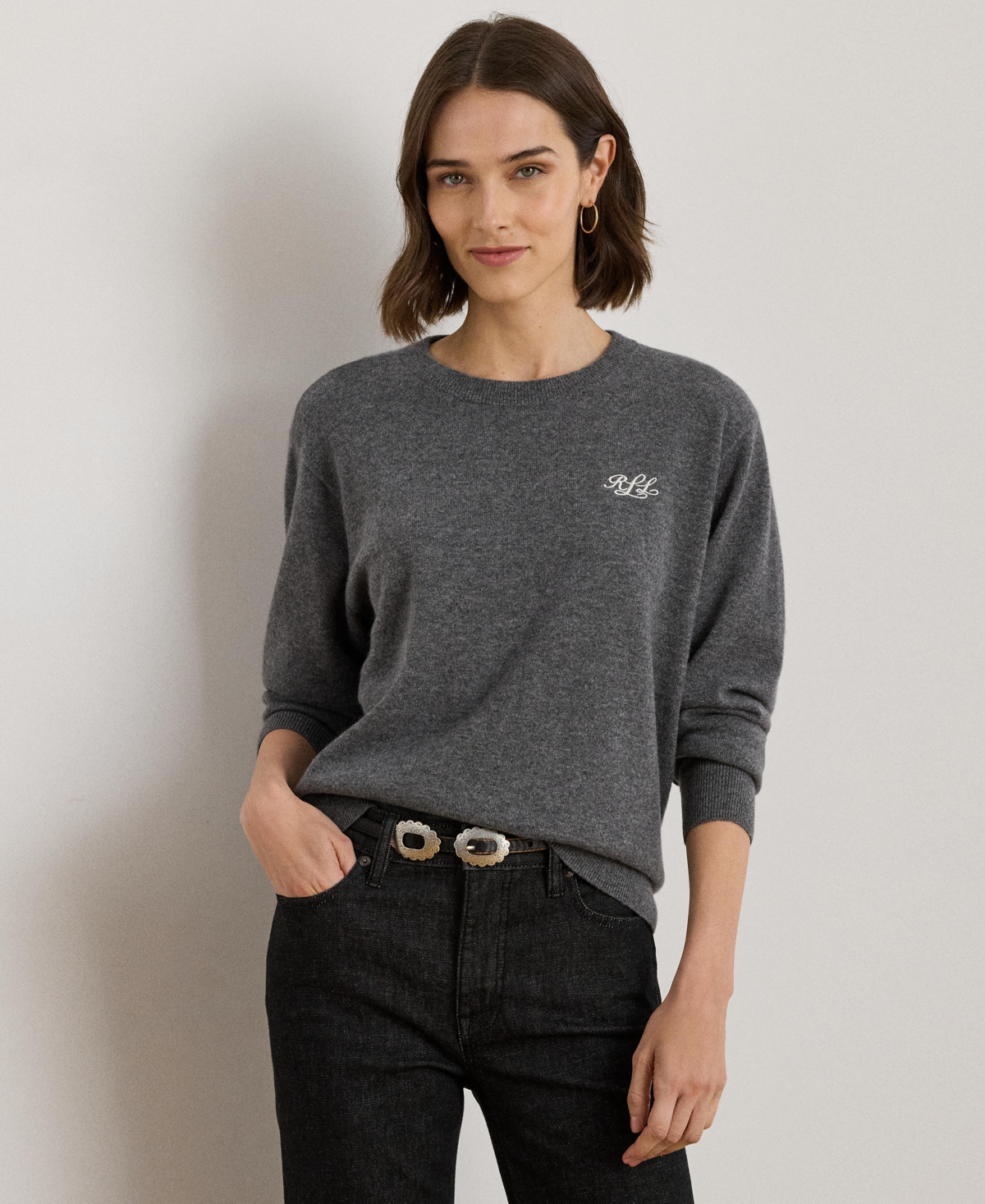 Click here for Lauren Ralph Lauren Womens Embroidered Cashmere Cr... prices