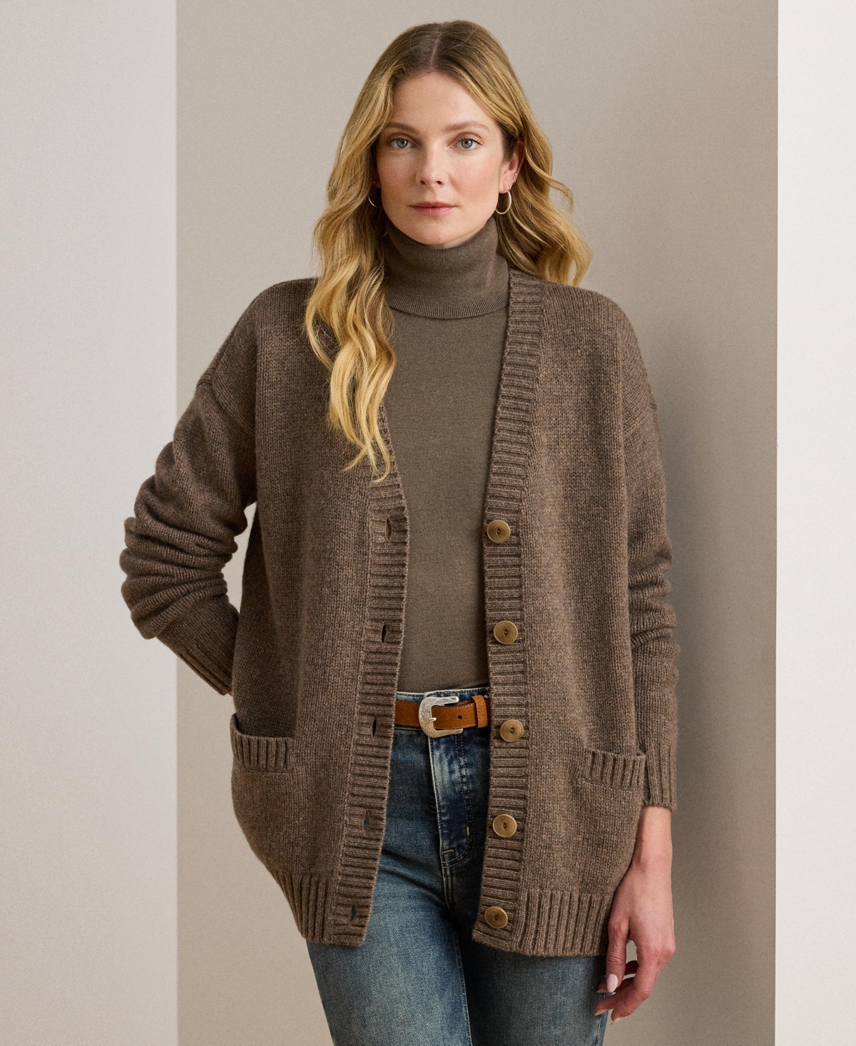 Click here for Lauren Ralph Lauren Womens Wool-Blend V-Neck Cardi... prices