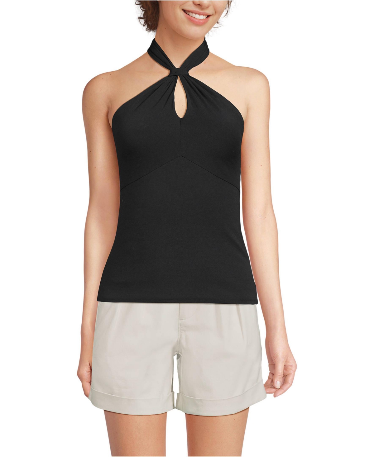 Click here for Lands End Womens Slender Twist Front Halter Top -... prices