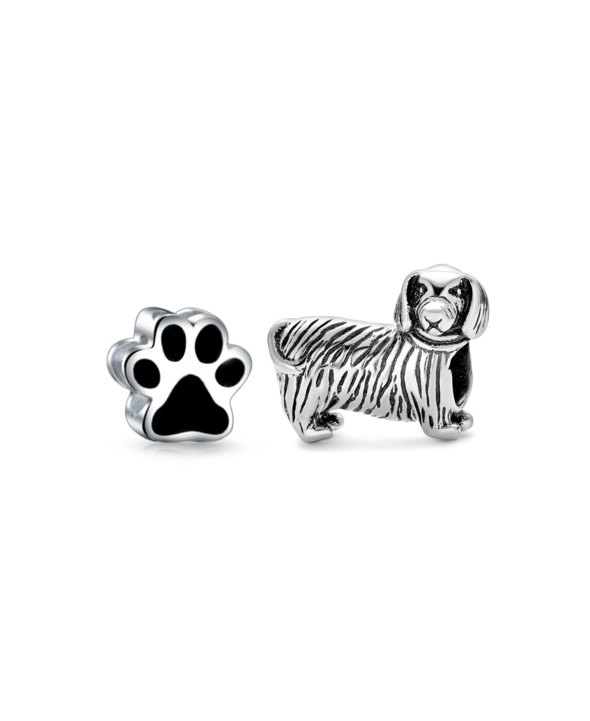 Click here for Bling Jewelry Set of 2 Oxidized Silver Dachshund D... prices