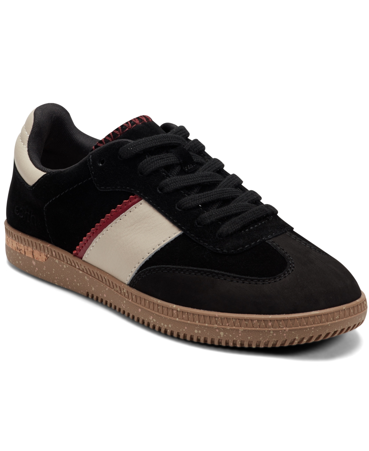 Click here for Earth Womens Penny Stripe Lace-Up Sneakers - Black prices