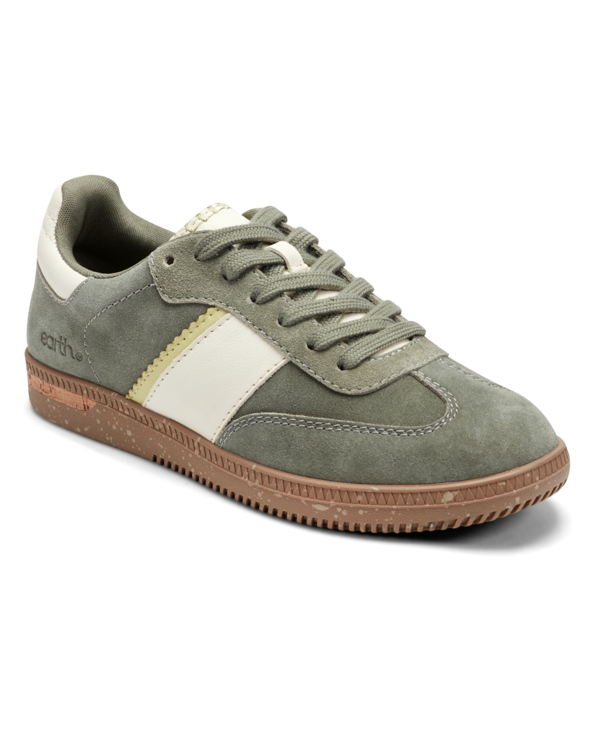 Click here for Earth Womens Penny Stripe Lace-Up Sneakers - Olive... prices