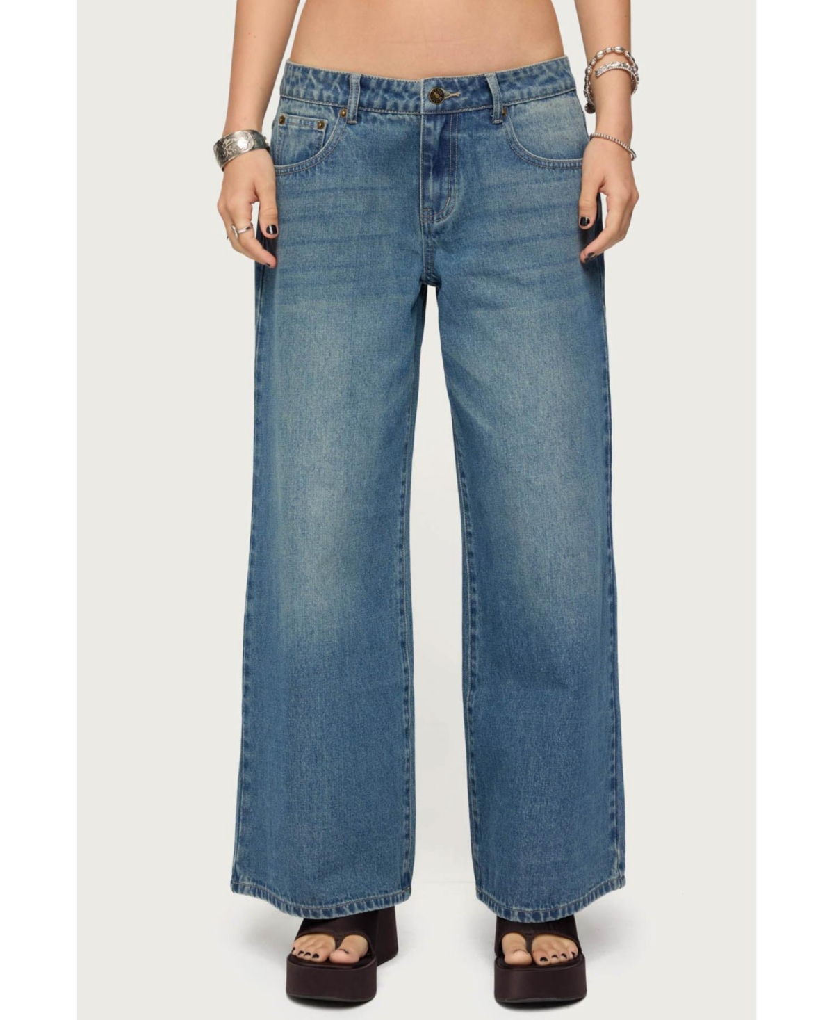 Click here for Edikted Womens Vyxen Vintage Washed Low Rise Jeans... prices