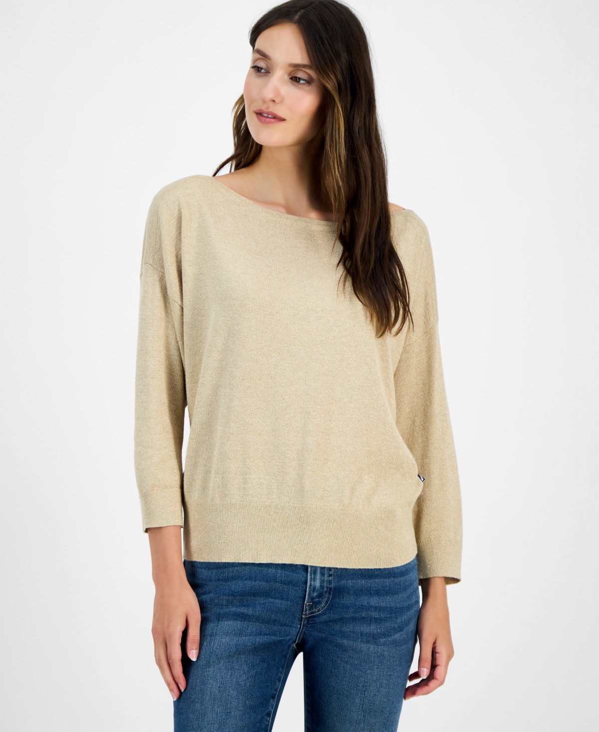 Click here for Nautica Jeans Womens Boat-Neck Dolman Shimmer Swea... prices