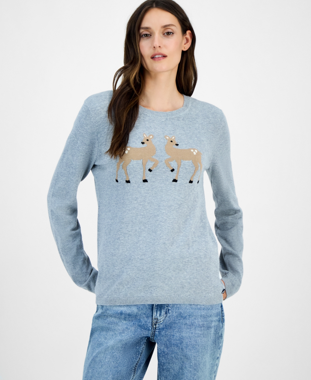 Click here for Nautica Jeans Womens Cotton Deer-Graphic Sweater -... prices