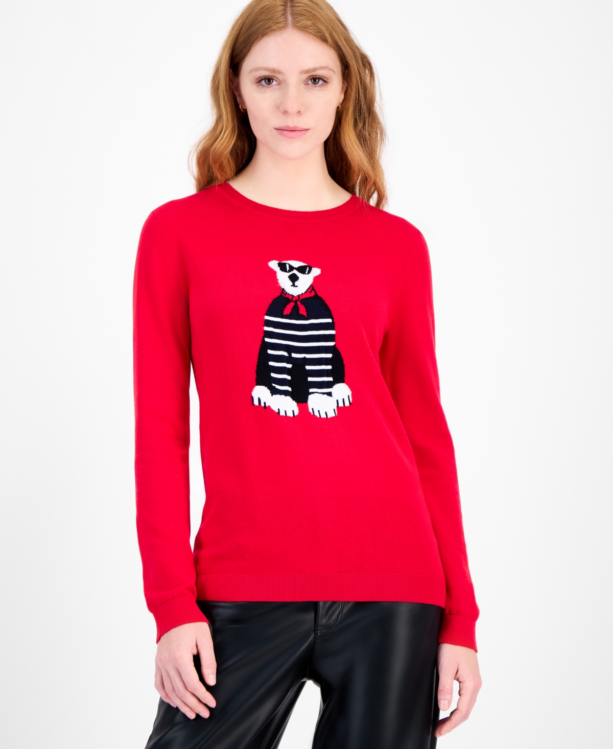 Click here for Tommy Hilfiger Womens Cotton Scarf Bear Crewneck S... prices