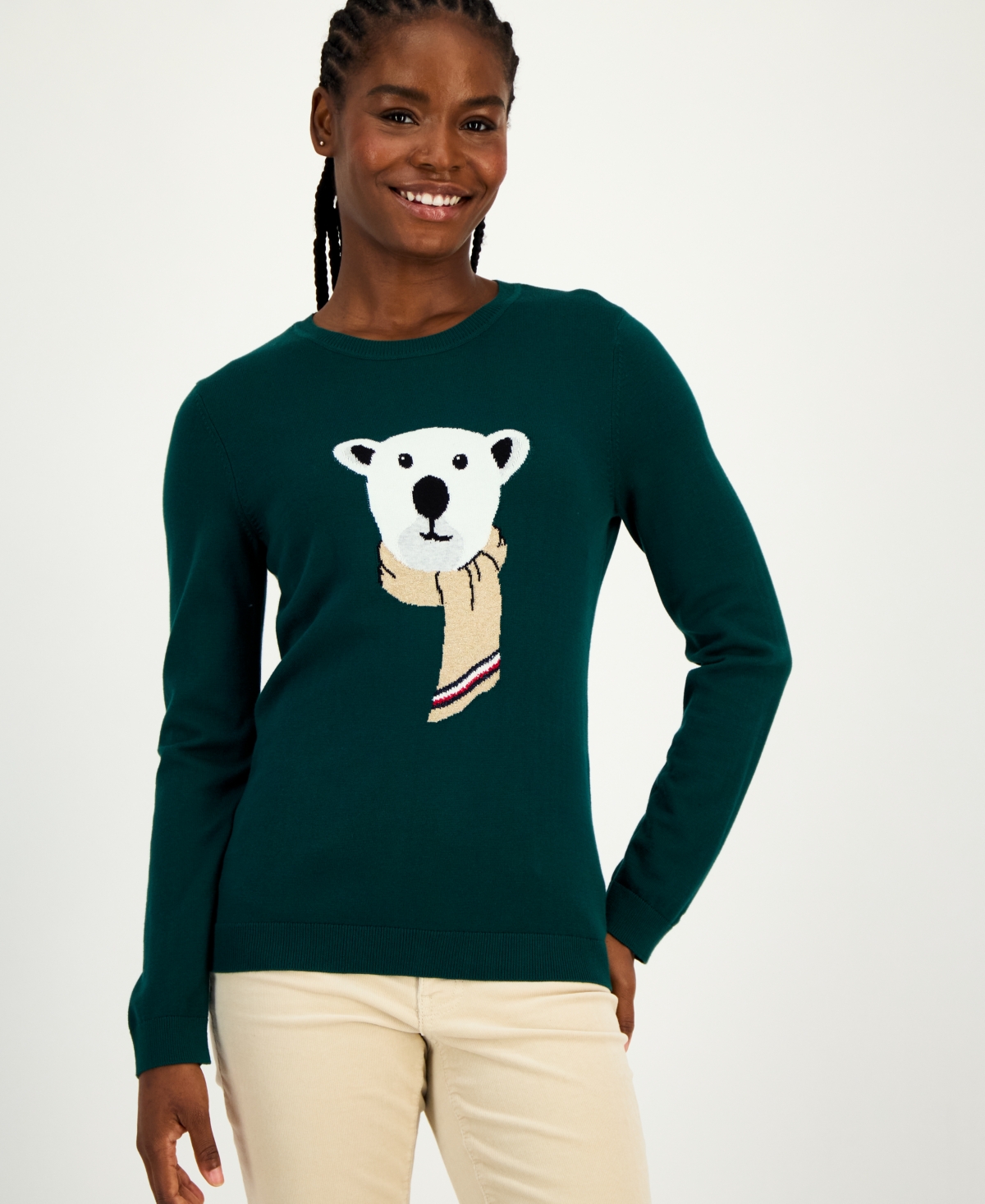 Click here for Tommy Hilfiger Womens Cotton Scarf Bear Crewneck S... prices