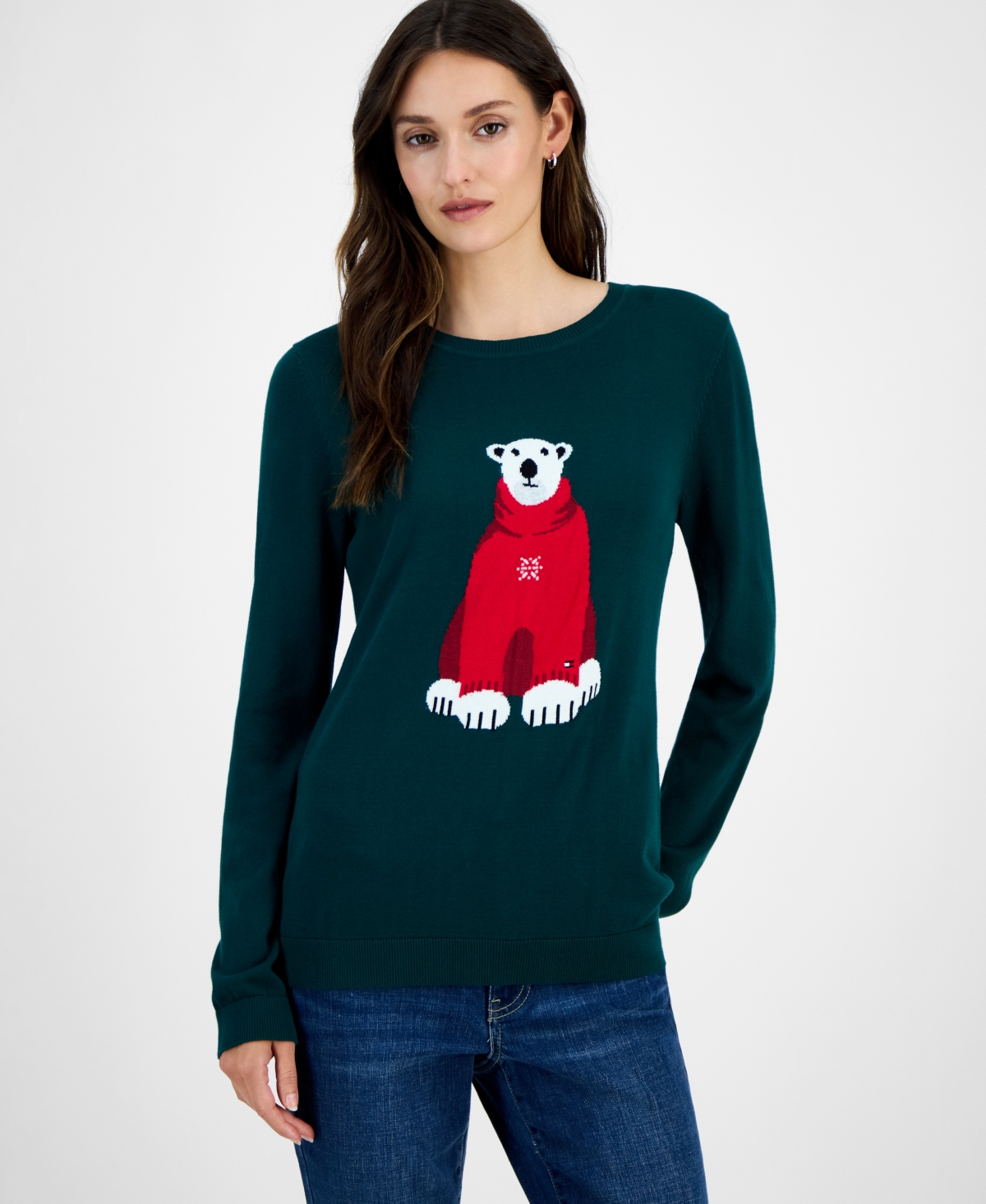 Click here for Tommy Hilfiger Womens Cotton Scarf Bear Crewneck S... prices