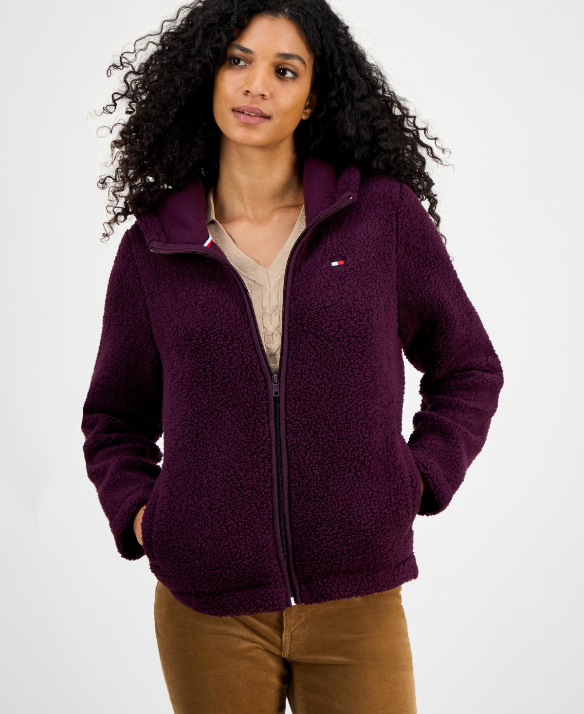 Click here for Tommy Hilfiger Womens Zip-Front Long-Sleeve Sherpa... prices
