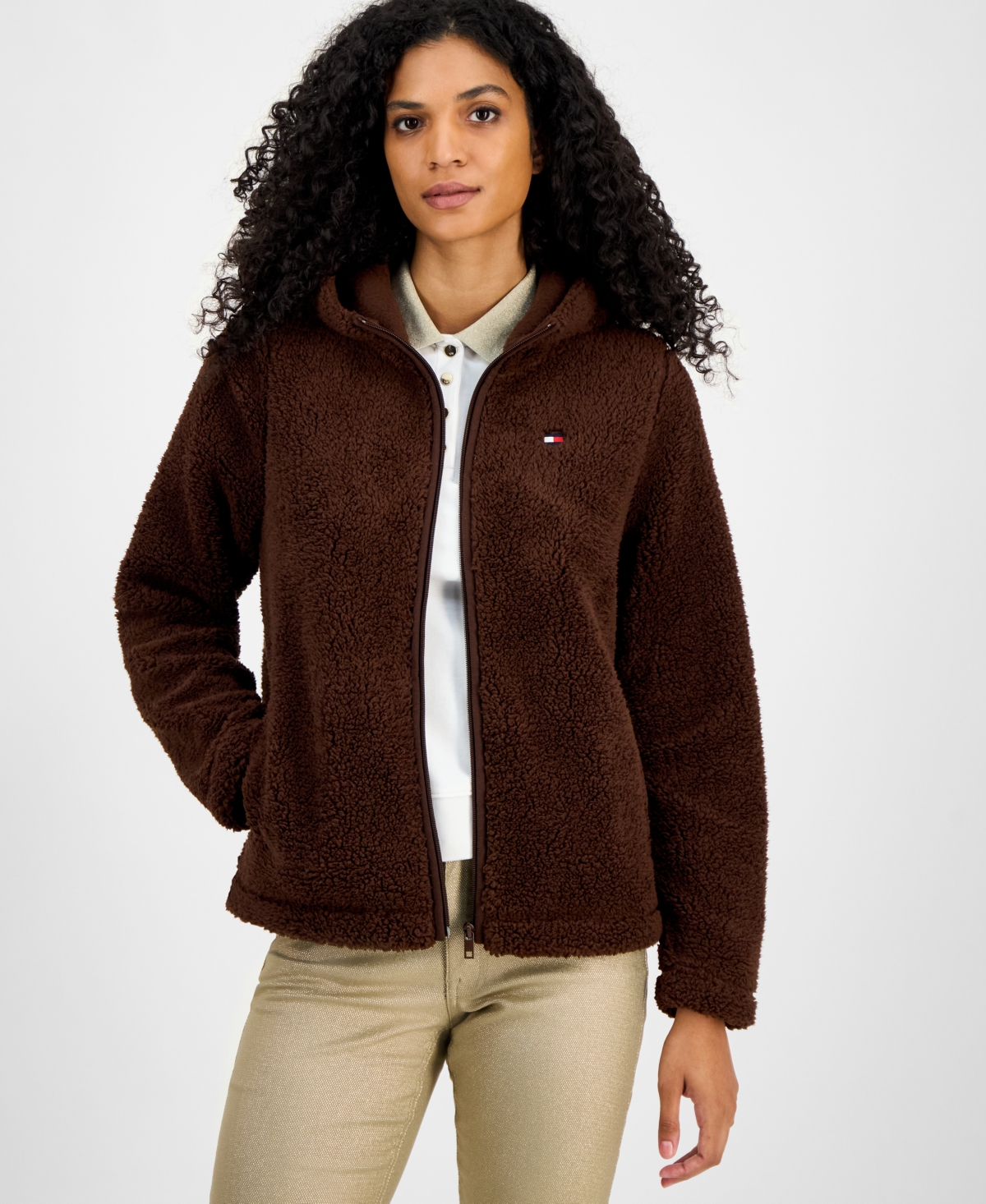 Click here for Tommy Hilfiger Womens Zip-Front Long-Sleeve Sherpa... prices