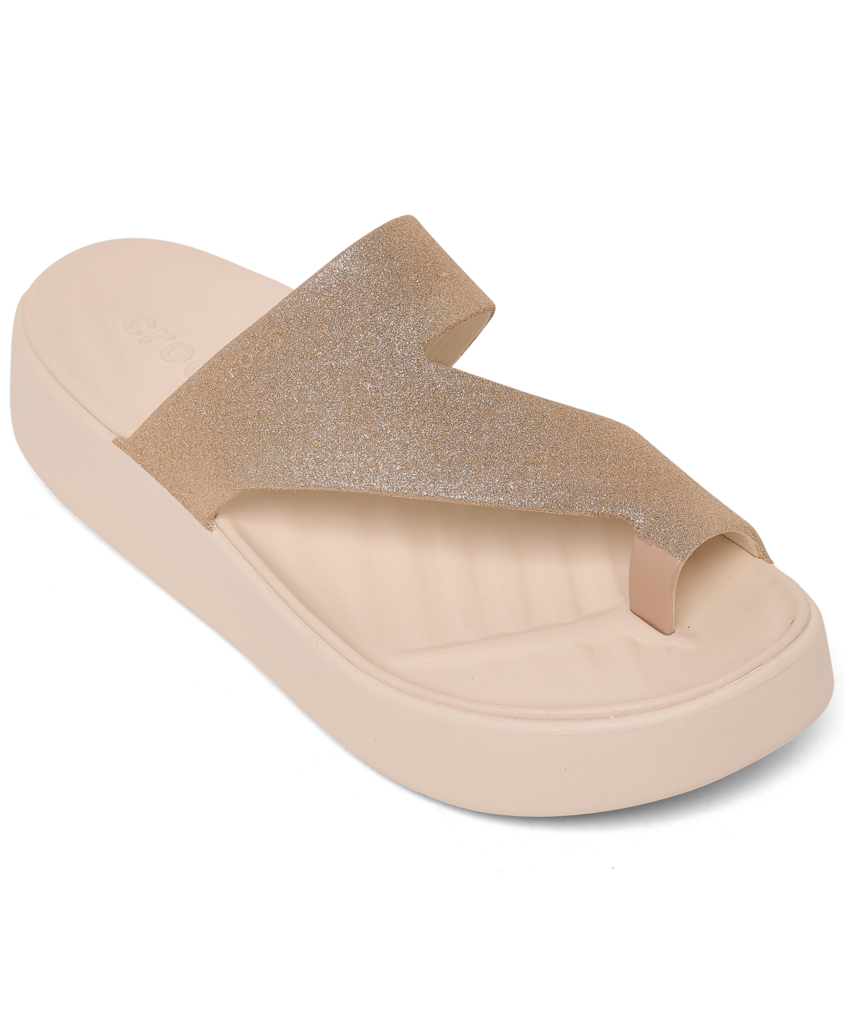 Click here for Crocs Womens Getaway Platform Glitter Toe Loop Cas... prices