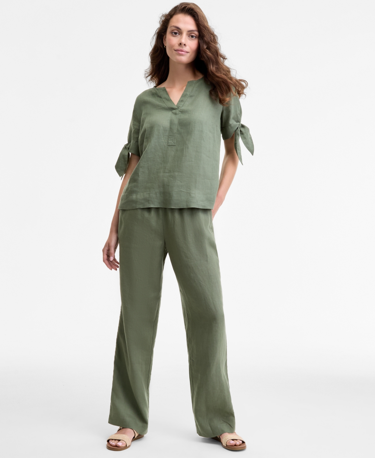 Click here for Charter Club Womens 100 Linen Drawstring Pants  Cr... prices