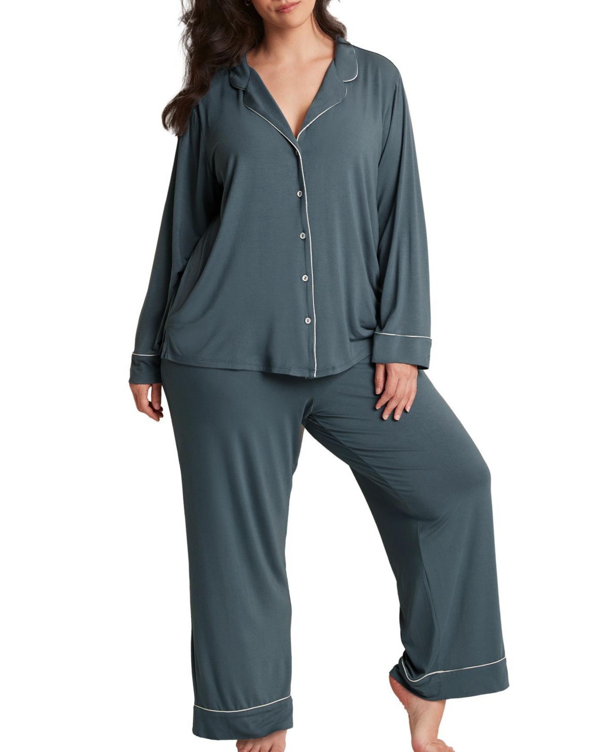 Click here for Adore Me Plus Size Matilda Pajama Set - Dark grey prices