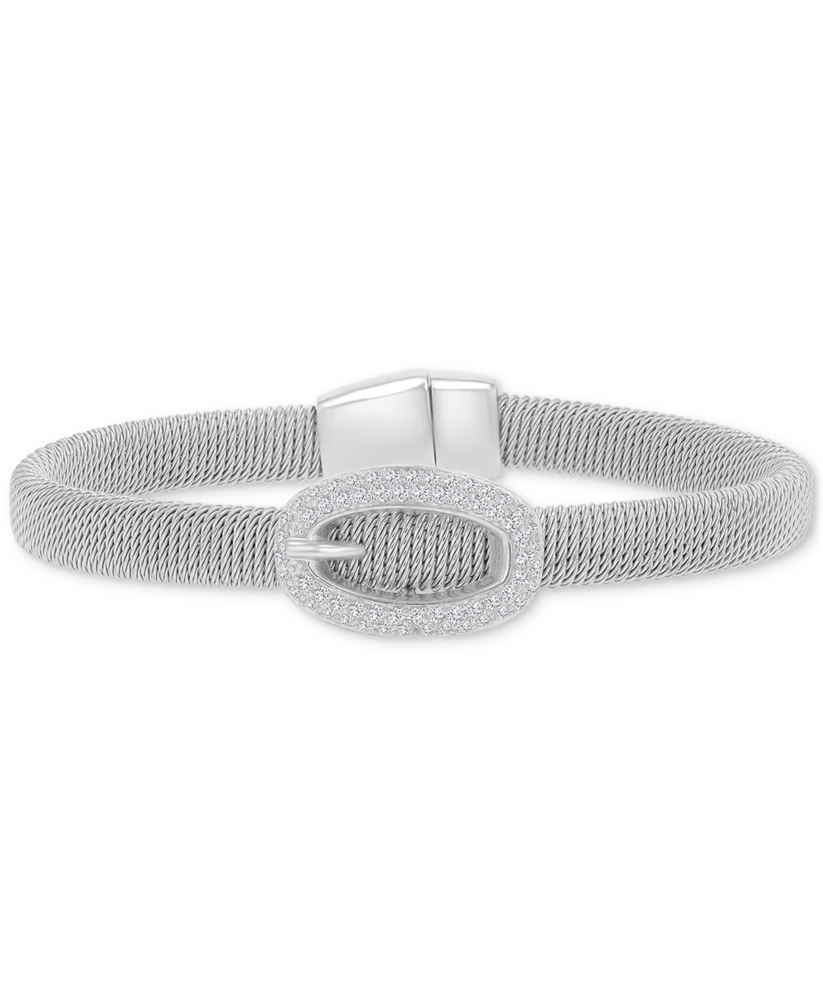 Click here for Macys Cubic Zirconia Buckle Charm Bracelet in Ster... prices