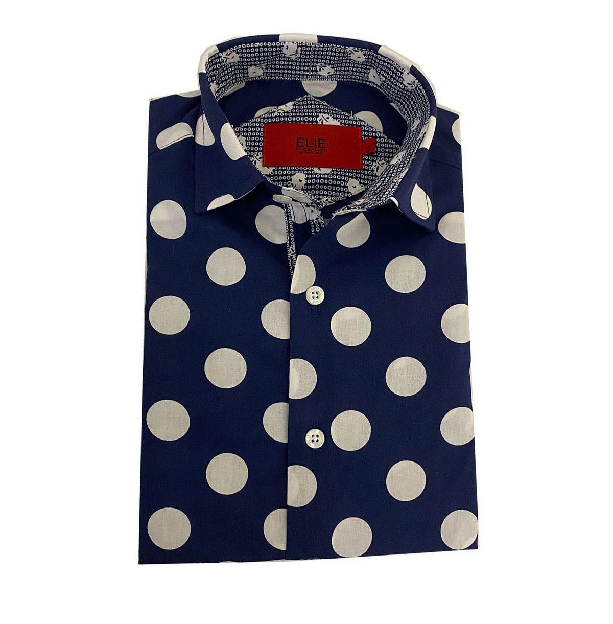 Click here for Elie Balleh Big Boys Long Sleeve Navy Polka Dot Sh... prices
