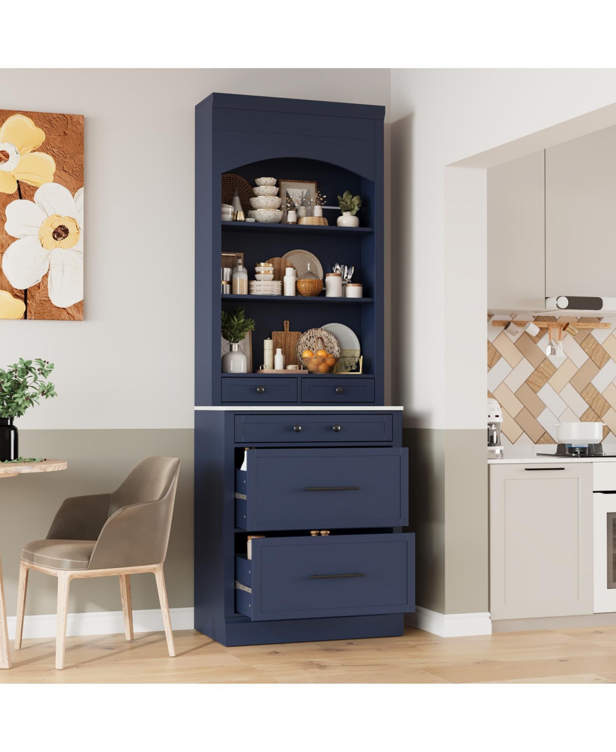 Click here for Streamdale Furniture Kitchen Pantry Cabinet Faux M... prices