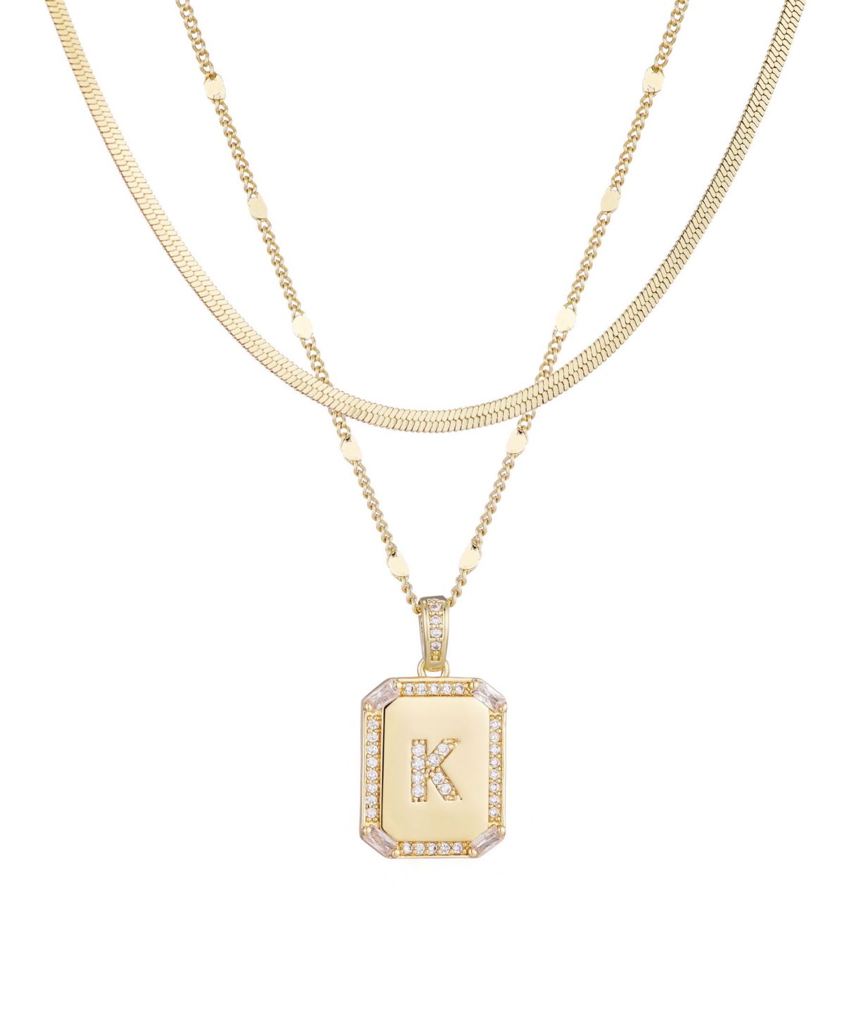 Click here for Adornia Gold Pave Tag Pendant and Herringbone Chai... prices
